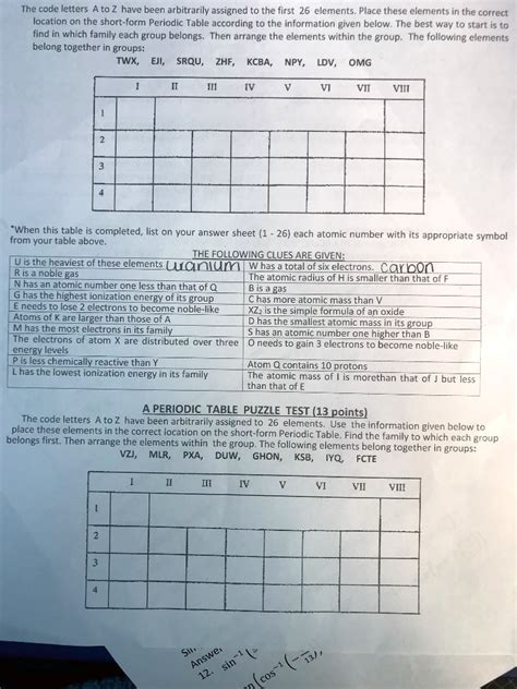 Solved The Code Letters A To Z Have Been Arbitrarily Assigned To The First 26 Elements Place