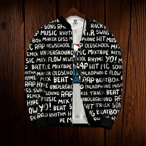Rapper Printed Lightweight Bomber Jacket For Winter At Juxar Online