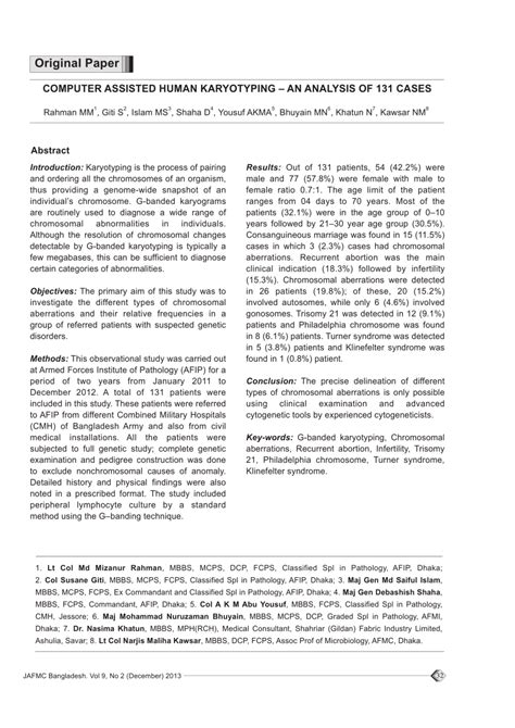 Pdf Computer Assisted Human Karyotyping