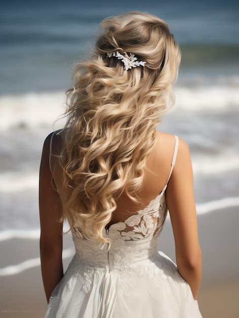 Premium Photo Beautiful Beachy Waves Hair Style For Bride Wedding Hair Style Event