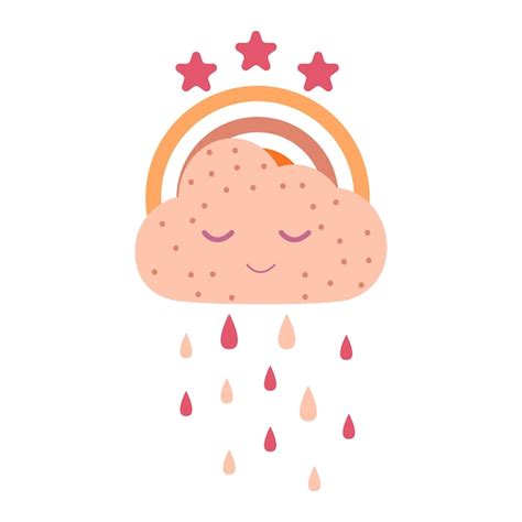 Premium Vector Cute Rain Cloud Smiling Cartoon Illustration