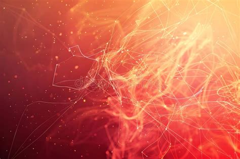 Abstract Orange And Red Network Lines Nodes Connections Intertwined Dynamically