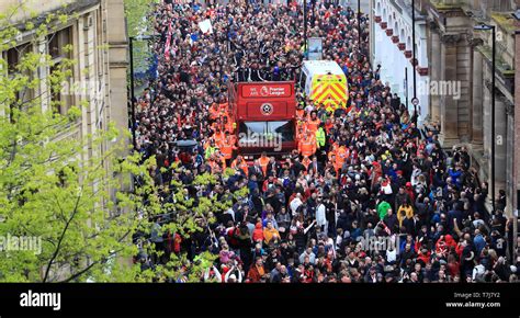 The Sheffield United Players And Manager Chris Wilder Wave To The Fans