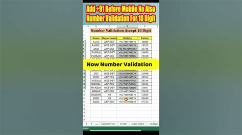 Shorts Add 91 Before Mobile Number In Excel Youtubeshorts Ytshorts