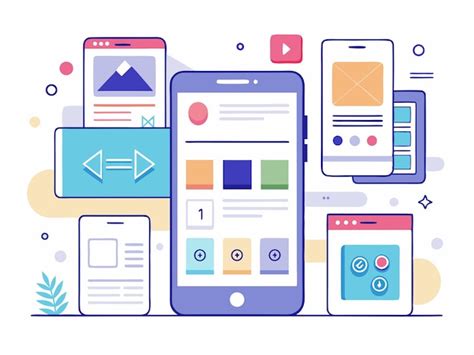 Illustration Mobile Wireframe Idea With Minimalist Design Showcasing
