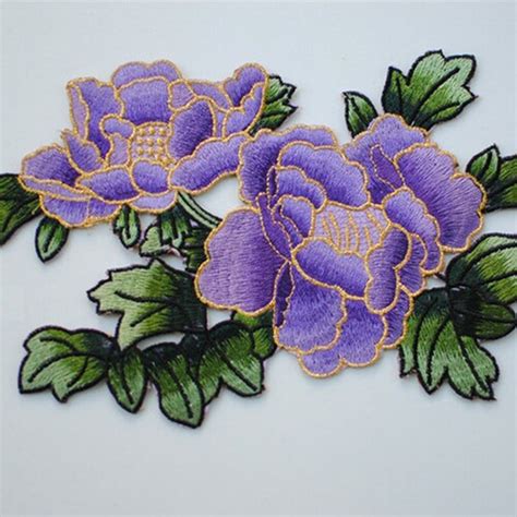 Red Embroidered Flower Applique Patchvintage Floral Patch For Etsy