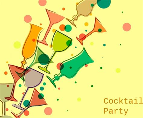 Cocktail Party Advertising Glass Icons Colorful Flat Decor Vectors