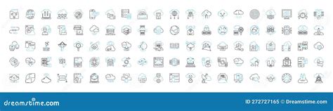 Cloud Technology Vector Line Icons Set Cloud Technology Computing Infrastructure Hosting