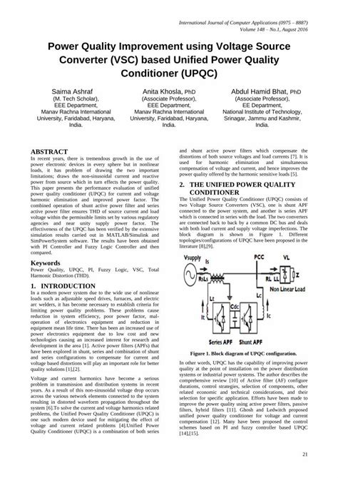 PDF Power Quality Improvement Using Voltage Source Converter Power Quality Offered By