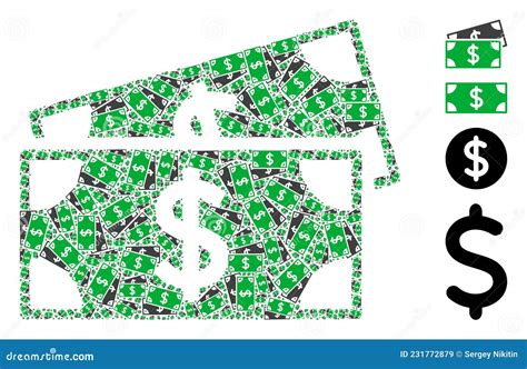 Dollar Banknotes Icon Fractal Collage Stock Vector Illustration Of