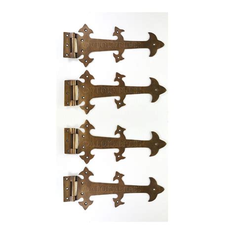 4 Solid Brass Large 10 Inch Gate Door Hinges Vintage Old Style Solid