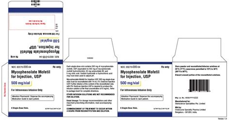 Mycophenolate Mofetil Injection Package Insert Prescribing Info