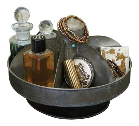 Lazy Susan 6 Pocket Galvanized Metal Tabletop Organizer Mary B Decorative Art