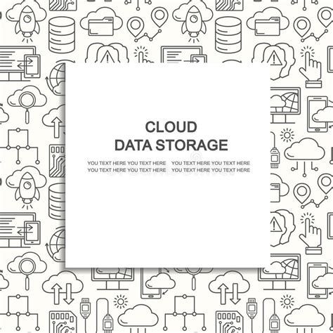 Cloud Data Storage Seamless Pattern With Line Style Icons Database Background Information
