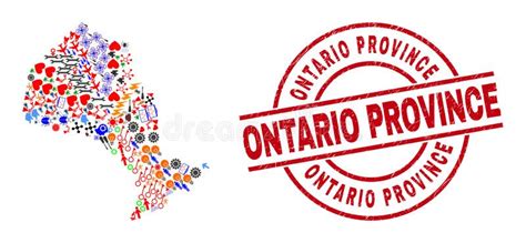 Ontario Province Textured Seal And Ontario Province Map Mosaic Of