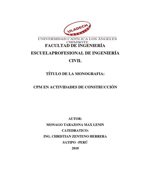 Cpm En Actividades De Construcción Pdf Planificación Gestión De Proyectos