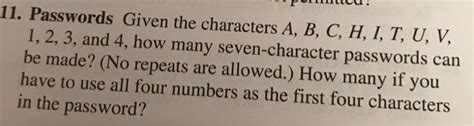 Solved 11 Passwords Given The Characters A B C H I T
