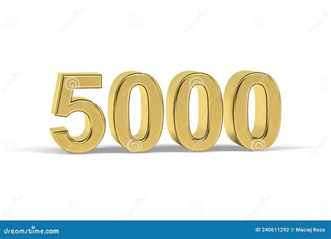 Golden 3d Number 5000 Year 5000 Isolated On White Background Stock