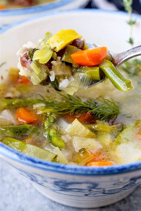 Light Spring Minestrone Soup Pickled Plum Food And Drinks