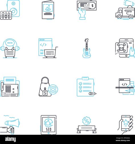 Media Planning Linear Icons Set Strategy Budget Targeting Research Advertising
