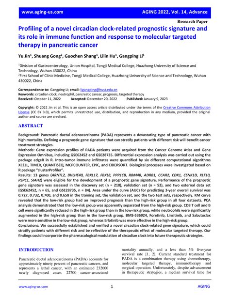 Pdf Profiling Of A Novel Circadian Clock Related Prognostic Signature
