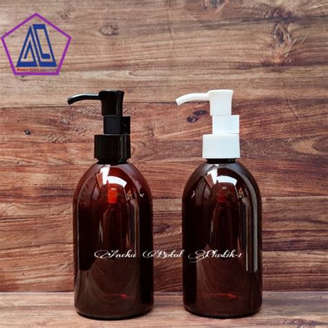Jual Botol Plastik Pump 250ml Oval Coklat Kemasan Sabun Cair Tutup