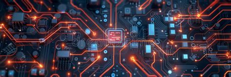 Futuristic Circuit Board Maze Glowing With Data Flow The Heart Of