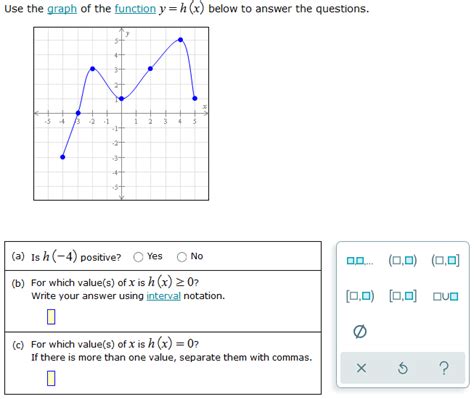 solved use the graph of the function y h x below to answer