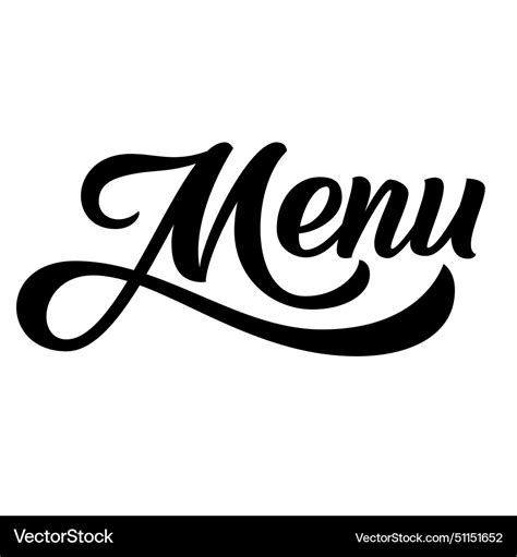 Menu Hand Lettering Brush Calligraphy Isolated Vector Image