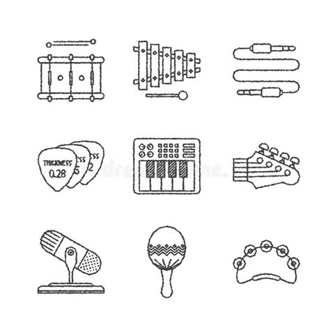 Set Of Vector Musical Instrument Icons And Concepts In Sketch Style