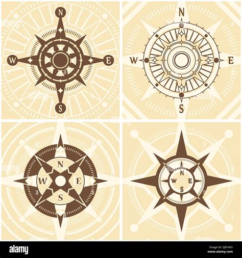 Vintage Compass Design Concept Set With Flat Nautical Icons Set
