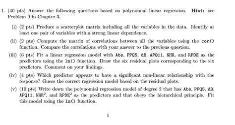 solved 1 40 pts answer the following questions based on polynomial
