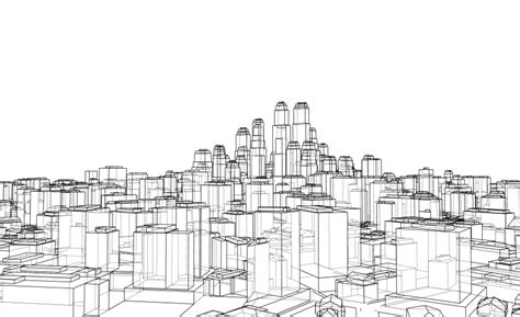 Wire Frame City Blueprint Style Royalty Free Vector Image