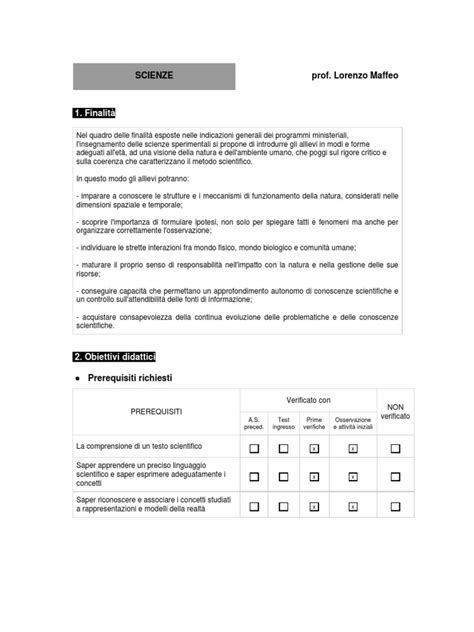 Progettazione Didattica Scienze Pdf