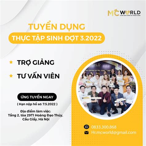 Tuyển Dụng Trợ Giảng Tư Vấn Viên Tháng 5