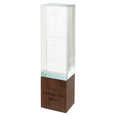 Tower Sierra Glass Award With Walnut Base