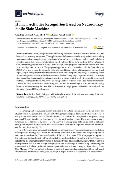 Pdf Human Activities Recognition Based On Neuro Fuzzy Finite State Machine
