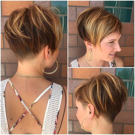 Check Out This Messy Voluminous Brunette Undercut Pixie With Highlights
