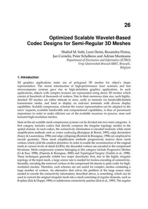 pdf optimized scalable wavelet based codec designs for semi regular