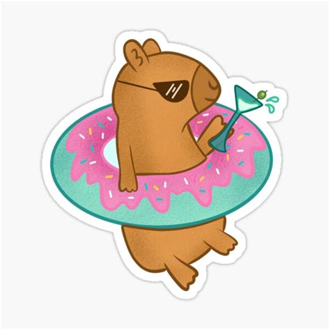 Capybara Chillin On A Floatie Sticker For Sale By Reinamer Redbubble