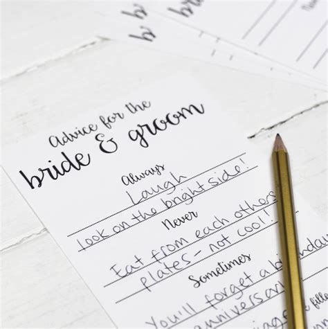 Wedding Advice Cards Pack Of 25 By Russet And Gray
