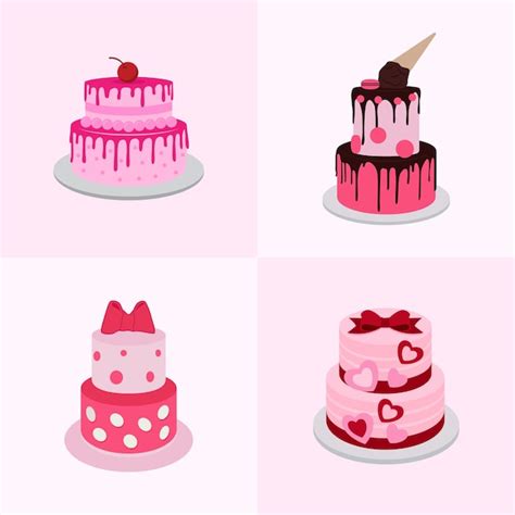 Premium Vector Delicious Birthday Party Cakes Vector Set