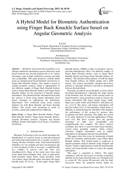 a hybrid model for biometric authentication using finger back knuckle