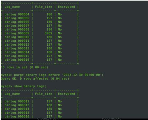 how to purge binary logs in mysql when no space left
