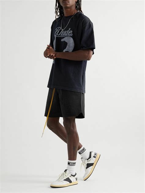 Rhude Logo Embroidered Cotton Twill Drawstring Shorts Black Rhude