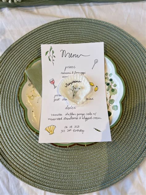 Dinner Party Menu And Table Setting Inspo Birthday Dinner Menu