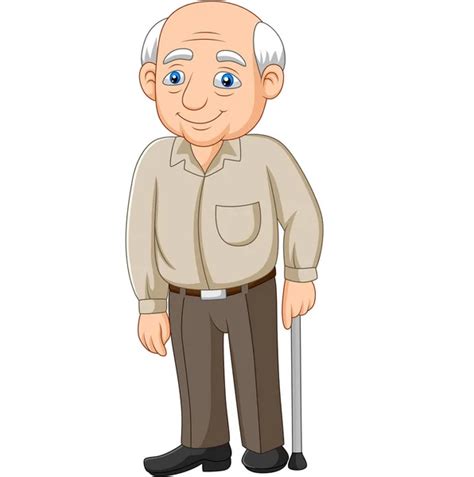 Vector Illustration Cartoon Happy Senior Elderly Old Man — Stock Vector