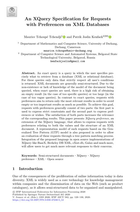 Pdf An Xquery Specification For Requests With Preferences On Xml