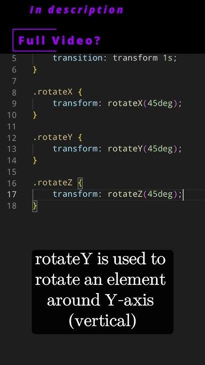 💻 Css 48a 💻 Rotatex Rotatey And Rotate Z 💻 Css Css3 Csscourse Html Html5 Omg Youtube