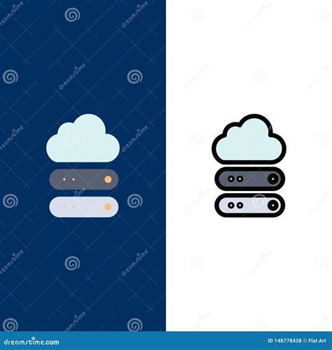 Big Cloud Data Storage Icons Flat And Line Filled Icon Set Vector Blue Background Stock